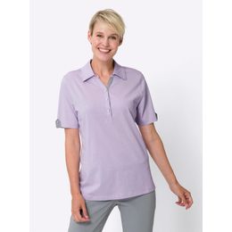 Poloshirt Classic Basics "Poloshirt", Damen, Gr. 46, lila (flieder), 100% Baumwolle, unifarben, Shirts Poloshirt