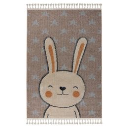 Kinderteppich Kayoom "Modena 415", beige, B:160cm H:11mm L:230cm, Polypropylen, Teppiche, Kinderteppich, auch in rund, Kurzflor, Hoch Tief, mit Fransen