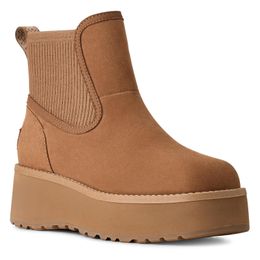 UGG Australia Chelseaboots UGG "CITYFUNC CHELSEA", Damen, Gr. 11 (42), chestnut, Elastischer Einsatz, Veloursleder, unifarben, Schuhe Chelseaboots, Plateauboots, Schlupfstiefel mit weichem Fu&szlig;bett