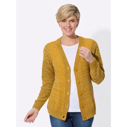 Strickjacke Classic Basics, Damen, Gr. 48, gelb (ocker, gelb, meliert), 82% Polyacryl, 18% Polyester, meliert, Strickjacken Strickjacke
