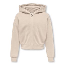 Kapuzensweatjacke KIDS Only "KOGFAVE L/S ZIP HOOD SWT", M&auml;dchen, Gr. 110/116, grau (wei&szlig;cap gray), Sweatware, Obermaterial: 60% Baumwolle, 40% Polyester, unifarben, regular fit normal, Rippb&uuml;ndchen, Sweatjacken Kapuzensweatjacke, mit leicht &uuml;berschnittenen Schultern
