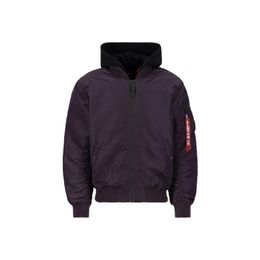 Bomberjacke Alpha Industries "MA-1 Zip Hood Back EMB", Damen, Gr. XXL, lila (plum), Obermaterial: 100% Nylon, Futter: 100% Nylon, Kapuze: 75% Baumwolle, 25% Polyester, F&uuml;llung: 100% Polyester, Jacken Bomberjacke