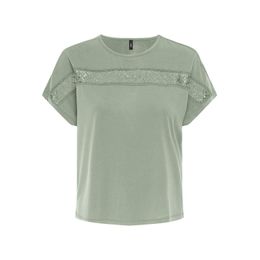 Kurzarmshirt Only "ONLFREE LIFE S/S LACE PANEL TOP JRS", Damen, Gr. M, desert sage, Jersey, Obermaterial: 70% Modal, 30% Polyester, unifarben, Rundhals, Shirts Kurzarmshirt