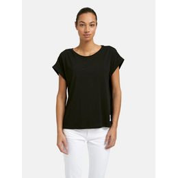 Smith & Soul T-Shirt SMITH & SOUL, Damen, Gr. M, schwarz, Single Jersey, Obermaterial: 46% Baumwolle, 46% Lyocell, 8% Elasthan, unifarben, normal, Rundhals, Umschlagsaum, Shirts T-Shirt, mit Umschlagsaum, Rundhalsform