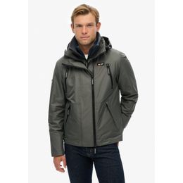 Outdoorjacke Superdry "HOODED MTN WINDBREAKER JACKET", Herren, Gr. 3XL, schwarz dull charcoal, Web, Obermaterial: 100% Polyester, unifarben, relaxed fit h&uuml;ftlang, Jacken Outdoorjacke