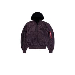 Bomberjacke Alpha Industries "MA-1 D-Tec Sleeve Embroidery", Damen, Gr. XL, lila (plum), Obermaterial: 100% Nylon, Futter: 100% Nylon, Kapuze: 75% Baumwolle, 25% Polyester, F&uuml;llung: 100% Polyester, Jacken Bomberjacke