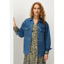 Jeansjacke Lascana, Damen, Gr. 34, blau (blau washed), Denim/Jeans, Obermaterial: 100% Baumwolle, figurumspielend h&uuml;ftbedeckend, 1-Knopf-Manschette, Jacken Jeansjacke, mit seitlichen Schlitzen