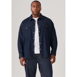LEVI'S&reg; PLUS Jeanshemd LEVI'S PLUS, Herren, Gr. 4XL (72/74), N-Gr, rot cast rinse taked, Denim/Jeans, Obermaterial: 100% Baumwolle, bequem h&uuml;ftlang, 1-Knopf-Manschette, Hemden Jeanshemd, im Westernstyle
