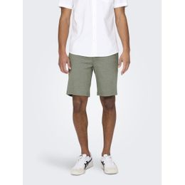 Only & Sons Chinoshorts ONLY & SONS "ONSMARK 0209 MELANGE SHORTS NOOS", Herren, Gr. XL, N-Gr, gr&uuml;n (olive night), Obermaterial: 64% Viskose, 31% Polyester, 5% Elasthan, unifarben, regular fit kniefrei, Hosen Chinoshorts