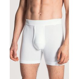 Langer Boxer Calida "Cotton 1:1", Herren, Gr. M (50), wei&szlig;, Interlock, Obermaterial: 100% Baumwolle, unifarben, normal, Unterhosen Langer Boxer, elastischer Softbund, Eingriff, Feinripp-Qualit&auml;t, langes Bein