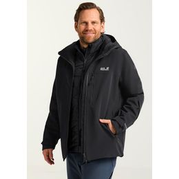 Skijacke Jack Wolfskin "FLOWLINE 3IN1 JKT M", Herren, Gr. M (50), schwarz, Obermaterial: 100% Polyester. Futter: 100% Polyester. Innenjacke: 100% Polyester. F&uuml;llung: 100% Polyester. Futter: 100% Polyester, Jacken Skijacke