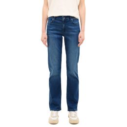 Straight-Jeans Mustang "Damen Style Crosby Relaxed Straight", Damen, Gr. 31, L&auml;nge 32, blau (681 mittelblau), Denim/Jeans, 78% Baumwolle, 10% Lyocell, 9% Elastomultiester, 3% Elasthan, unifarben, straight fit, Jeans Straight-Jeans
