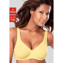 Minimizer-BH Petite Fleur, Damen, Gr. 85, Cup D, gelb (gelb, wei&szlig;), Jersey, Obermaterial: 90% Baumwolle, 10% Elasthan, BHs Minimizer-BH, mit B&uuml;gel aus Baumwolle