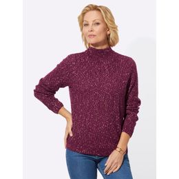 Stehkragenpullover Classic Basics "Pullover", Damen, Gr. 44, lila (malve, meliert), 100% Polyacryl, meliert, Pullover Stehkragenpullover