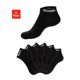 Sportsocken Bench., Damen, Gr. 43-46, schwarz (6x schwarz), Baumwollmischung, unifarben, elastisch, Socken Sportsocken, Tennis Kurzsocken mit Halbfu&szlig;frottee