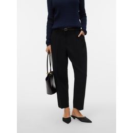V&eacute;ro Moda Anzughose VERO MODA "VMELMA MW BARREL BELT ANKLE PANT NOOS", Damen, Gr. XS, L&auml;nge 32, schwarz, Web, Obermaterial: 81% Polyester, 17% Viskose, 2% Elasthan, unifarben, Hosen Anzughose, Topseller