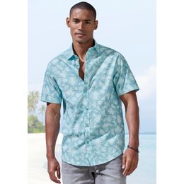 Beach Time Hawaiihemd BEACHTIME "Regular fit", Herren, Gr. S (37/38), N-Gr, gr&uuml;n (t&uuml;rkis, bedruckt), Web, Obermaterial: 100% Baumwolle, gemustert, regular fit, ohne Ausschnitt, abgesteppte Kante, Hemden Hawaiihemd, Kurzarm, Freizeithemd mit Palmenprint, reine Baumwolle, Topseller