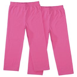 Caprihose STACCATO, M&auml;dchen, Gr. 140, Normalgr&ouml;&szlig;en, pink, Oberstoff: 95% Baumwolle, 5% Elasthan., unifarben, Basic, bequem, Hosen Caprihose, Doppelpack
