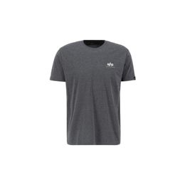 T-Shirt Alpha Industries "Basic T-Shirt SL", Herren, Gr. S, grau (charcoal heather, wei&szlig;), Obermaterial: 100% Baumwolle, Shirts T-Shirt