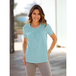 Kurzarmshirt Classic Basics "Shirt", Damen, Gr. 44, gr&uuml;n (mint, gemustert), 100% Baumwolle, gemustert, mehrfarbig, Rundhals, Shirts Kurzarmshirt
