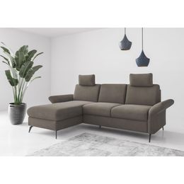 Ecksofa Home Affaire "Rochelle", braun (schlamm), B:251cm H:93cm T:164cm, 100% Polyester, Sofas, Ecksofa, wahlweise mit Bettfunktion, Bettkasten und Armteilverstellung