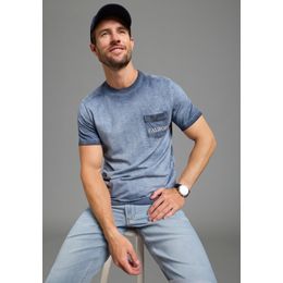 T-Shirt Kangaroos, Herren, Gr. M, marine, Slub, Obermaterial: 100% Baumwolle, schmal, Rundhals, Shirts T-Shirt, schmale Passform, Halbarm, mit Brusttasche, aus Slub-Material, Topseller
