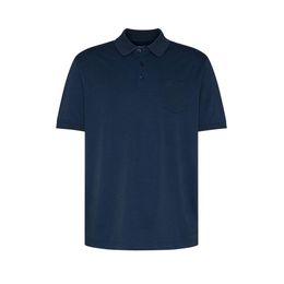 Poloshirt Bugatti, Herren, Gr. S, blau (390, marine), 50% Baumwolle, 50% Polyester, unifarben, regular fit, ohne Ausschnitt, B&uuml;ndchen, Shirts Poloshirt, mit Brusttasche