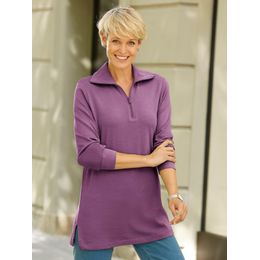 Longsweatshirt Classic Basics, Damen, Gr. 46, lila (violett), 100% Baumwolle, unifarben, Sweatshirts Longsweatshirt