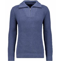 Rundhalspullover Ragman, Herren, Gr. 58, blau, melange, 782, Strick, 100% Baumwolle, ohne Ausschnitt, Pullover Rundhalspullover