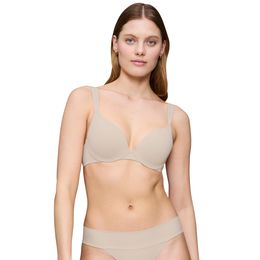 B&uuml;gel-BH Triumph "Body Make-Up Illusion", Damen, Gr. 80, Cup D, beige, Microtouch, Obermaterial: 49% Polyamid, 35% Polyester, 16% Elasthan, Basic, BHs B&uuml;gel-BH, mit tiefem Dekollet&eacute;, gepolsterte Cups, Komfort-B&uuml;gel, Microfaser