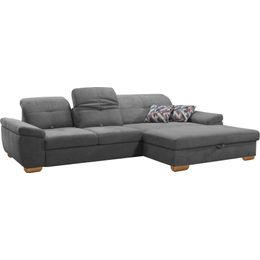 Ecksofa Alina "Nadira", grau (anthrazit xbo 9), B:271cm H:91cm T:199cm, Struktur fein XBO (90% Polyester, 10% Polyamide);Chenille GCP (100% Polyester), Sofas, Ecksofa, wahlweise mit Bettfunktion und Stauraum