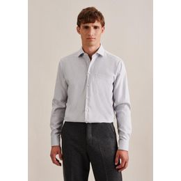 Businesshemd Seidensticker "Schwarze Rose", Herren, Gr. XL44, normale &Auml;rmell&auml;ngen, grau (hellgrau), 100% Baumwolle, unifarben, regular fit, 2-Knopf-Manschette, Hemden Businesshemd, Regular 1/1 Kentkragen Uni