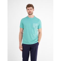 T-Shirt Lerros, Herren, Gr. S, blau (coastal blau), Single Jersey, Obermaterial: 100% Baumwolle, unifarben, regular fit taillenbedeckt, Rundhals, Shirts T-Shirt, mit Logo Stickerei