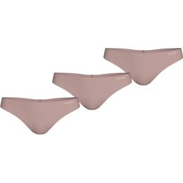 Tanga "THONG 3PK", Damen, Gr. S (36), rosa (subdued with ivory logo (3)), Jersey, Obermaterial: 73% Polyamid, 27% Elasthan, Calvin Klein Underwear, unifarben, k&ouml;rpernah, Unterhosen Tanga, mit Logo-Schriftzug