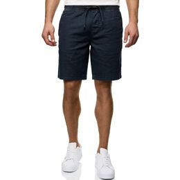 Shorts INDICODE "INWamo", Herren, Gr. XXL, N-Gr, blau (navy), Web, Obermaterial: 55% Baumwolle, 45% Leinen, unifarben, slim fit knielang, Hosen Shorts