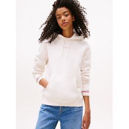 Kapuzensweatshirt Tommy Jeans "TJW REG LINEAR HOODIE EXT", Damen, Gr. XXL (44), wei&szlig; (ancient wei&szlig;), Sweatware, Obermaterial: 80% Baumwolle, 20% Polyester, unifarben, regular fit, Rippb&uuml;ndchen, Sweatshirts Kapuzensweatshirt