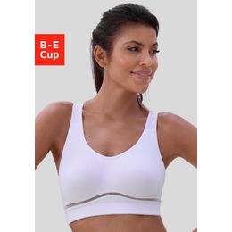 active by Lascana Sport-BH LASCANA ACTIVE, Damen, Gr. 80, Cup E, wei&szlig;, Microtouch, Obermaterial: 90% Polyester (COOLMAX), 10% Elasthan (LYCRA), BHs Sport-BH, mit LA-Buchstaben aus funkelnden Pailletten aus Coolmax-Material