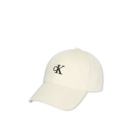 Baseball Cap Calvin Klein "MONOGRAM EMBROIDERY BASEBALL CAP", Damen, bone wei&szlig;, Web, Baumwolle, unifarben, Caps Baseball Cap, Mit festem Schirm