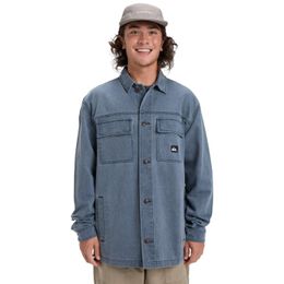 Langarmhemd Quiksilver "Mohab Washed Twill", Herren, Gr. L, US-Gr&ouml;&szlig;en, blau (schwarz navy), Obermaterial: 100% Walkfrottier;, Hemden Langarmhemd