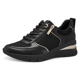 Sneaker Tamaris, Damen, Gr. 38, gold (schwarz, goldfarben), Lacksynthetik, Lederimitat, Textil, kontrastfarbene Details, Schuhe Sneaker, mit Rei&szlig;verschluss, Freizeitschuh, Halbschuh, Schn&uuml;rschuh, Topseller