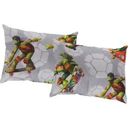 Dekokissen WIRTH "Turtles" Gr. 1, grau (grau, gemustert), B:40cm L:40cm, Polyester, Dekokissen_Sitzkissen_Kissenh&uuml;llen, Dekokissen, Nickelodeon, Kissenh&uuml;lle ohne F&uuml;llung, 2 St&uuml;ck