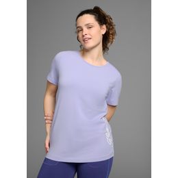 T-Shirt Kangaroos, Damen, Gr. 52/54, lila (lavendel), Obermaterial: 95% Baumwolle, 5% Elasthan, figurumspielend h&uuml;ftbedeckend, Rundhals, Shirts T-Shirt, Kurzarm, casual, unifarben, gro&szlig;e Gr&ouml;&szlig;en