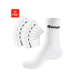 Tennissocken Bench., Damen, Gr. 39-42, wei&szlig; (12x wei&szlig;), Baumwollmischung, unifarben, elastisch, Socken Tennissocken, mit Fu&szlig; Polsterung, Topseller