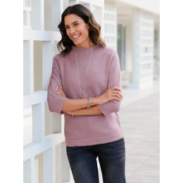 3/4 Arm-Pullover Inspirationen "3/4-Arm-Pullover", Damen, Gr. 48, lila (mauve), 100% Baumwolle, unifarben, Pullover 3/4 Arm-Pullover