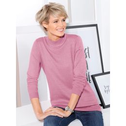 Stehkragenpullover Classic Basics "Pullover", Damen, Gr. 50, rosa (ros&eacute;), 100% Polyacryl, unifarben, figurumspielend, Pullover Stehkragenpullover