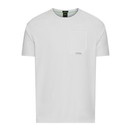 T-Shirt BOSS Green "Tee Urban Tech", Herren, Gr. S, grau (light, pastel grau054), Single Jersey, Obermaterial: 95% Baumwolle, 5% Elasthan, gestreift, regular fit h&uuml;ftlang, Rundhals, Shirts T-Shirt, mit Brusttasche