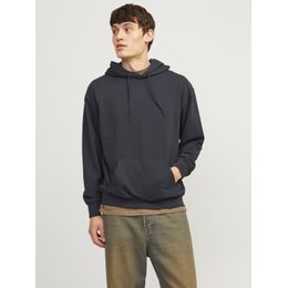 Jack & Jones Kapuzensweatshirt JACK & JONES "JJECHARGE SWEAT HOOD NOOS", Herren, Gr. S, blau (schwarz navy), angeraute Sweatware, Obermaterial: 60% Baumwolle, 40% Polyester, unifarben, loose fit taillenbedeckt, ohne Ausschnitt, B&uuml;ndchen, Sweatshirts Kapuzensweatshirt, mit Kapuze