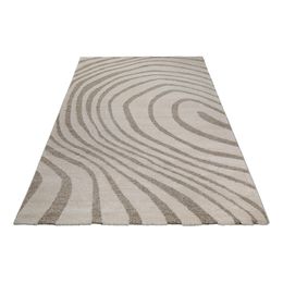 Teppich Wecon Home "Bj&ouml;rn", beige (creme,beige), B:120cm H:18mm L:170cm, Kunstfaser, Teppiche, Teppich, Gewebt, Hoch-Tief, pflegeleicht, Wellen-Muster, Scandi, Wohnzimmer