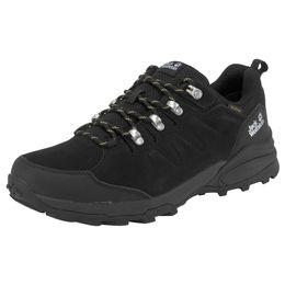Wanderschuh Jack Wolfskin "REFUGIO TEXAPORE LOW M", Herren, Gr. 42,5, schwarz (schwarz, schwarz), Leder, Textil, Schuhe Wanderschuh, wasserdicht, Trekkingschuh, Topseller
