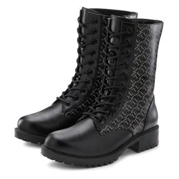 Stiefelette Lascana, Damen, Gr. 40, schwarz, Obermaterial: 100% Lederimitat. Decksohle: 100% Textilmaterial. Futter: 100% Textilmaterial. Laufsohle: 100% Synthetik, bedruckt, mehrfarbig, Schuhe Stiefelette, mit modischem Druck, Stiefel, Boots VEGAN